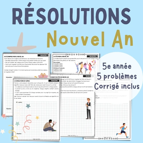 Résolution de problèmes Nouvel An 5e année | Atelierdemots