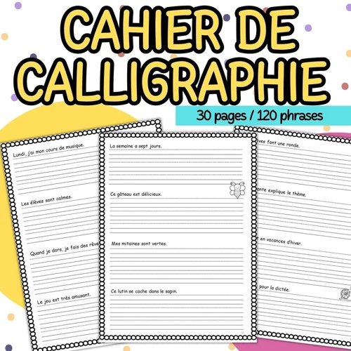 Cahier de Calligraphie des phrases 1re ou 2e année | Atelierdemots
