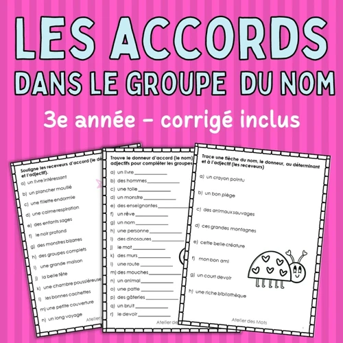 Les accords dans les groupes du nom 2e à 4e année | Atelierdemots