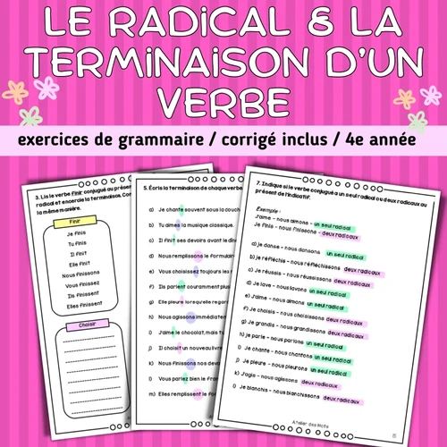 Le radical et la terminaison d’un verbe 4e | Atelierdemots