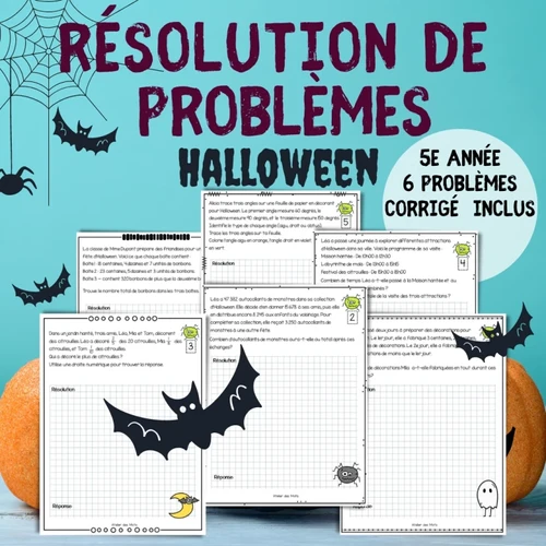 Résolution de problèmes Halloween 5e année | Atelierdemots