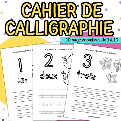 Cahier de calligraphie des chiffres | Atelierdemots