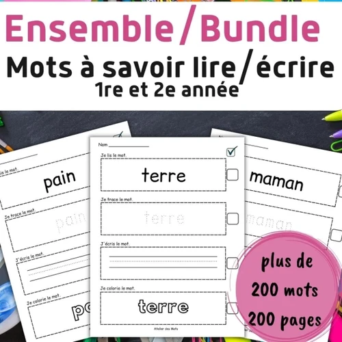 Ensemble Mots à savoir lire/écrire 1re et 2e | Atelierdemots