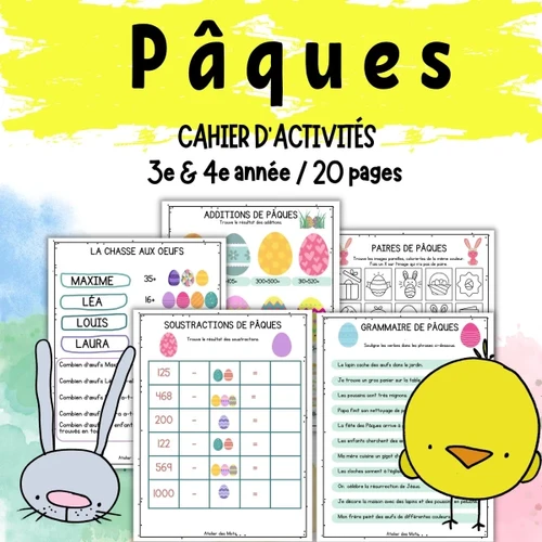 Cahier d’activités Pâques 3e et 4e année | 20 activités ludiques