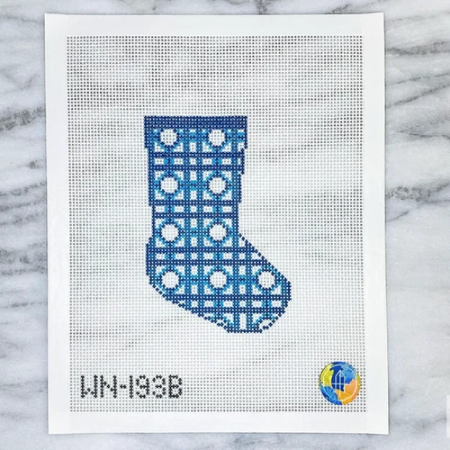 Blue Caning Mini Stocking | NeedlepointObsession