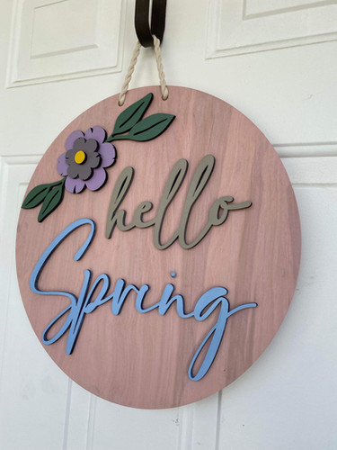 Hello Spring 16” Wooden Sign | OMTech Lasers