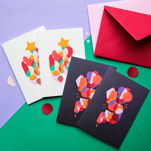 Celebration Card Collection | Set of 4 Colourful Illustrated Greetings ...