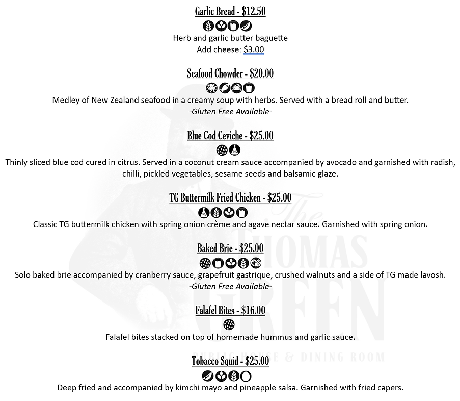 DINNER MENU | thomasgreen