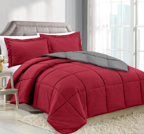 MERLOT/CHARCOAL REVERSIBLE COMFORTER | The Sheet Guys