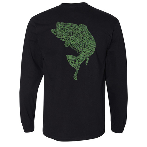 Primal Largemouth Bass - Water Creature Brand - Black Long Sleeve ...