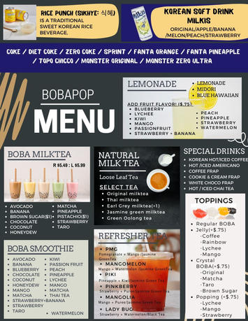 MENU | K1 & Bobapop