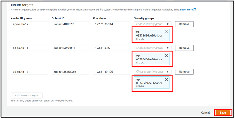 Tutorial to configure EFS for Web Server