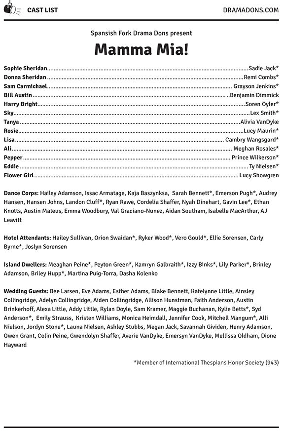 MAMMA MIA PROGRAM | DramaDons