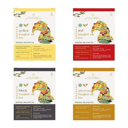 4 Types Tongkat Ali Tea Box Promo (Per Box 10 Sachets) | Ayu Flores Herbals