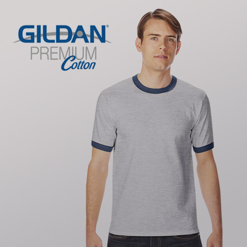 Gildan® 76600 Premium Cotton™ RINGER 成人撞色領T恤 | apixel