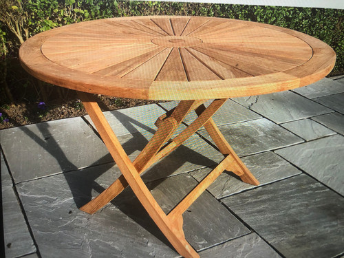 Teak Sunburst Circular Table | ellis-furniture