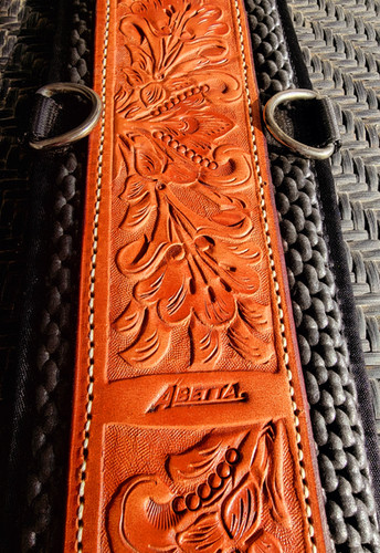 Abetta 36" Western Neoprene Girth with Leather Tooling | triplelranchllc