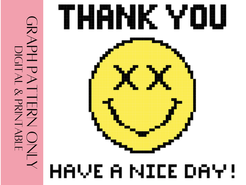 Thank You Smiley Face Crochet Graph & Written PATTERN | Ann's Closet