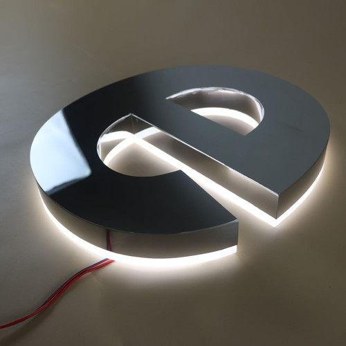 Stainless Steel with LED lights illuminating steel letters with lights ...
