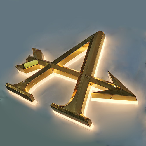 Precision-fabricated backlit letters with titanium golden coating ...