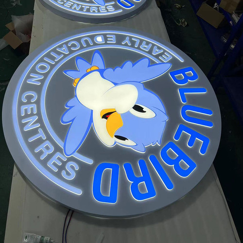 Round light box with push through acrylic letters and icons | sunsignad