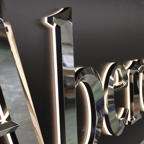 Fabricated Metal Letter Sign Halo Lit polish metal sign,lighted ...