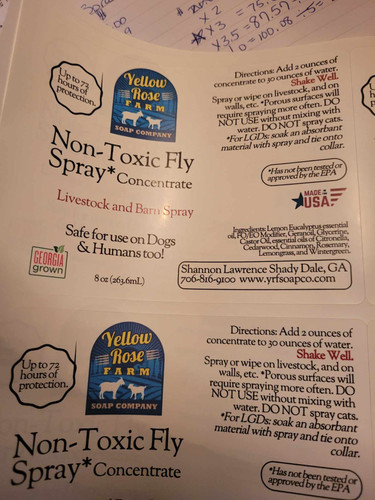 Non Toxic Fly Spray Concentrate | YellowRoseFarmSoapCo