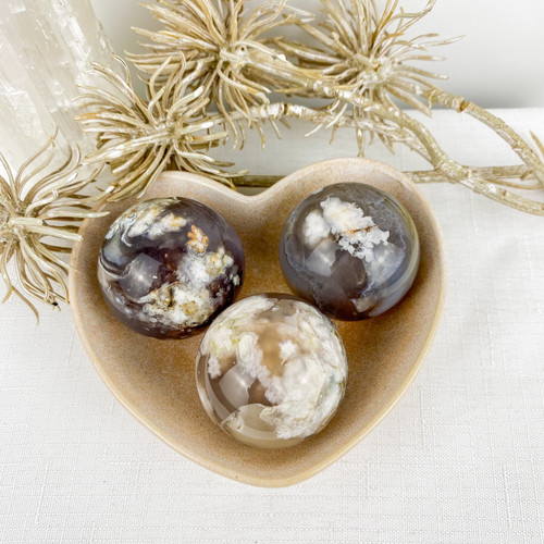 Black Flower Agate Sphere - Intuitively Chosen | Ethereal Collections