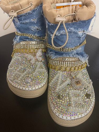 Custom Denim inspired Croc Boots | Chayil Designs 3110