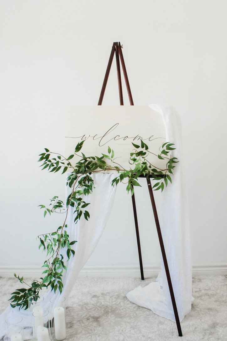 White Wood Welcome Sign