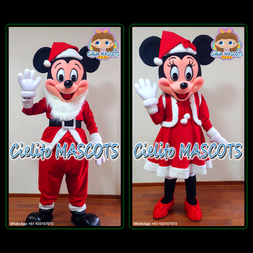 (Includes both characters) MICKEY and MINNIE SANTA Mascot - Costume ...