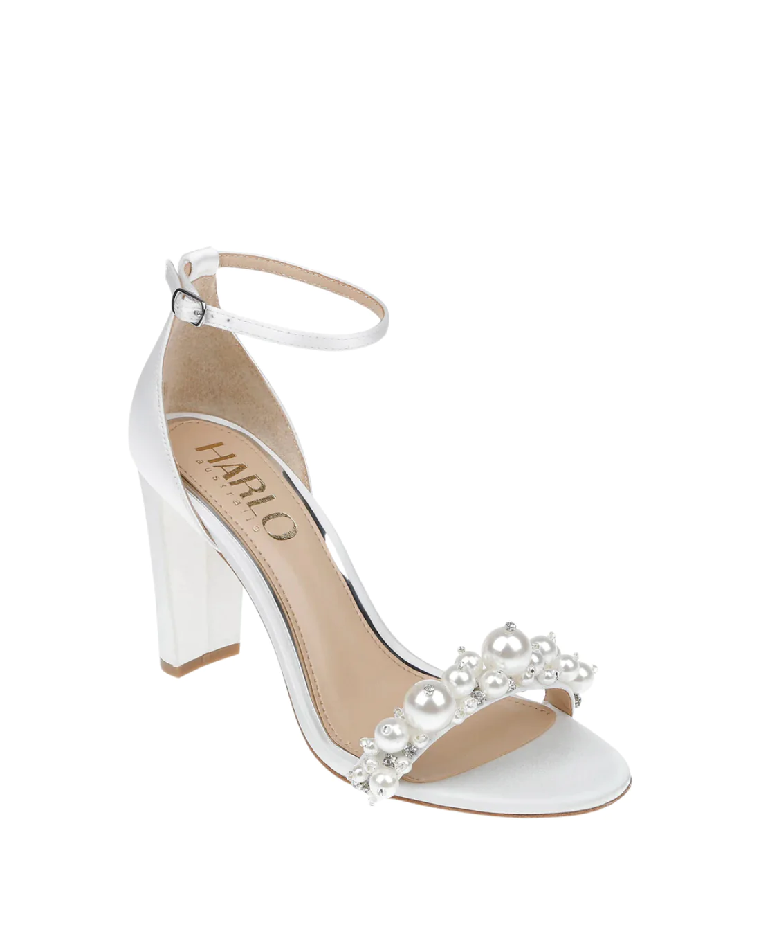 Harlo Charlotte - White Statement Pearl Block Heels | WILD FLORA BRIDAL