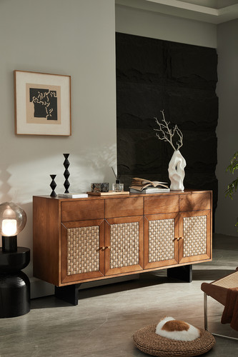 BALI Ash Wood Rattan Cabinet | Furniture