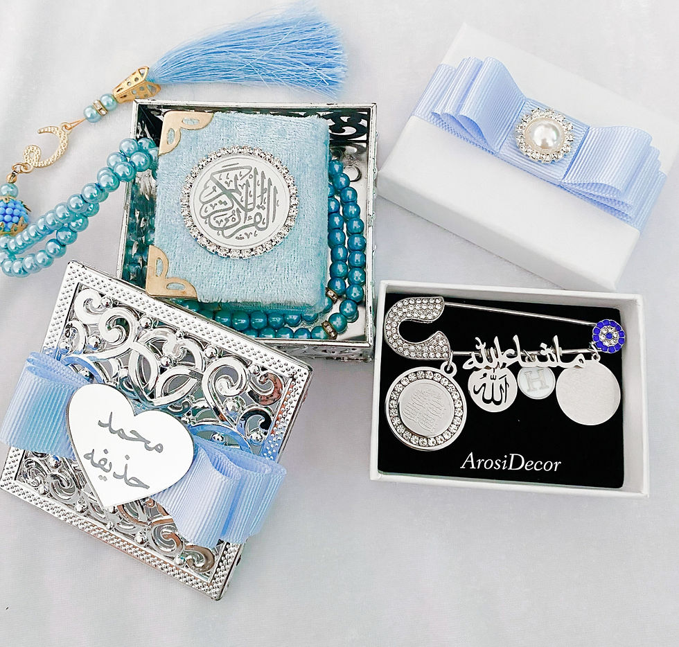 Personalised Blue Mini Quran Gift Set | Arosi Decor