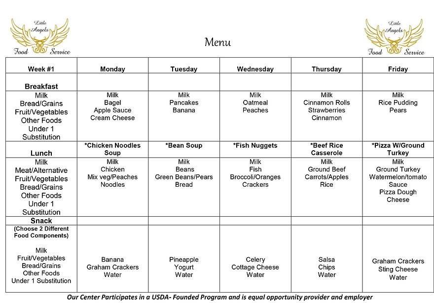 Little Angels Food Service - Menus