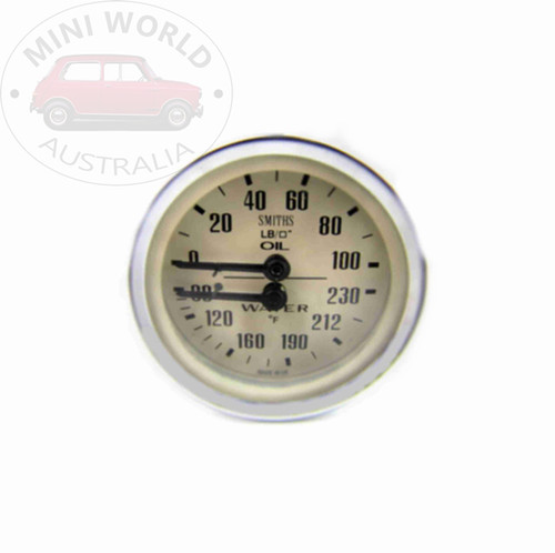 Genuine Smith dual gauge water temperature and oil pressure gauge in ...