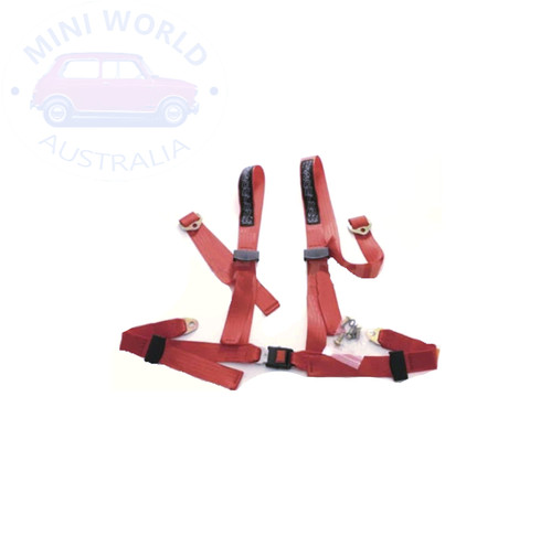 Seatbelt 4 point harness in red colour | Mini World Australia