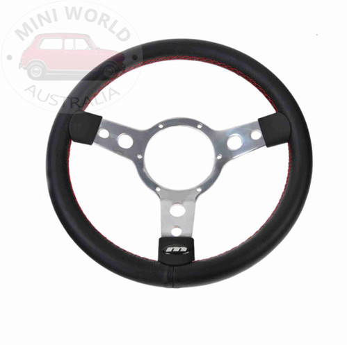Mini or Moke Sports steering wheel classic 13" leather with red ...