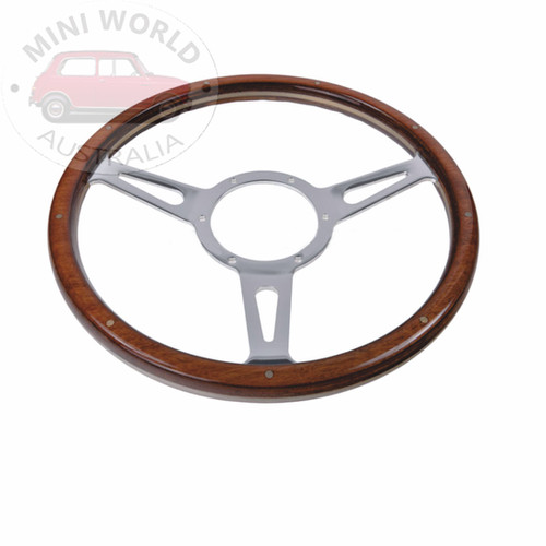Mountney 14" semi dished slotted wood sports steering wheel | Mini ...