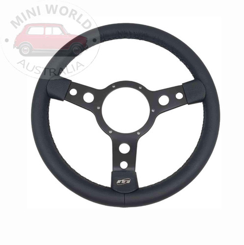 Mini or Moke Sports steering wheel 13" leather black spokes | Mini ...