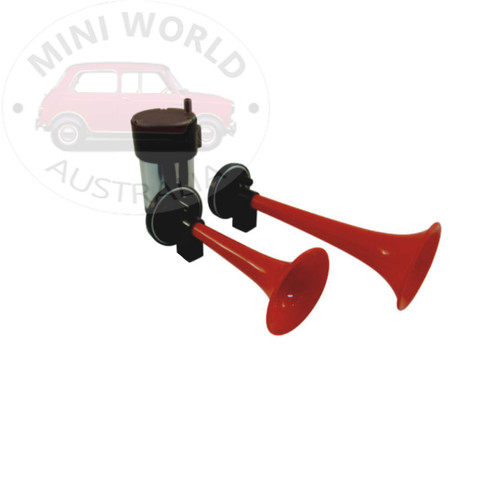 Air horn set with red plastic trumpets | Mini World Australia
