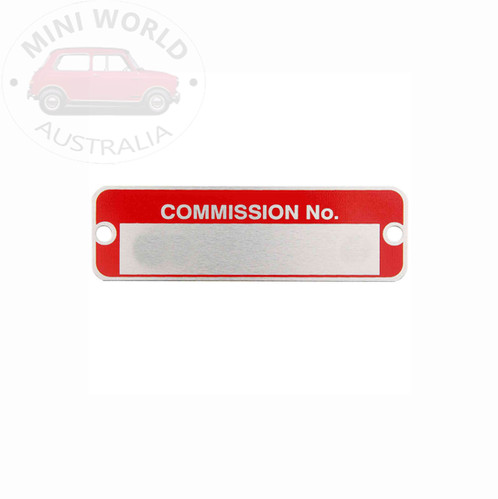 Commission No. plate for MK2 Mini cars | Mini World Australia