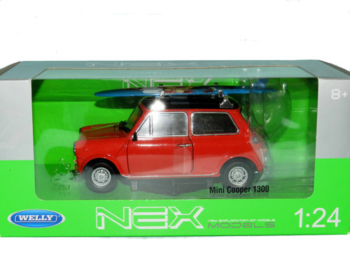 Welly Mini Cooper with Roof Racks and Surfboard Diecast Model Car ...