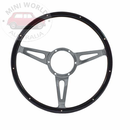 Mountney 13" semi dished slotted dark wood sports steering wheel | Mini ...