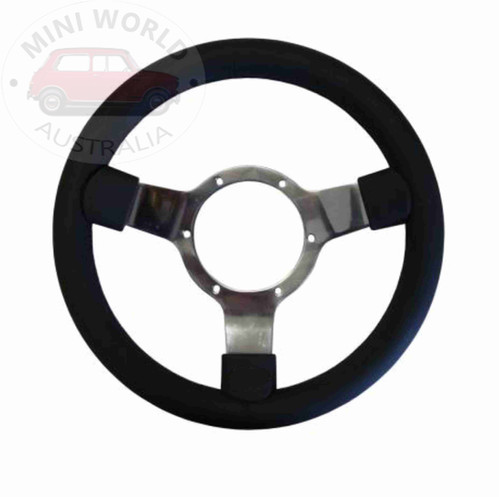 Small Leather Sports steering wheel 12" with shiny spokes for Mini or ...