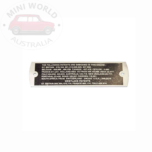 Weslake metal rocker cover plate | Mini World Australia