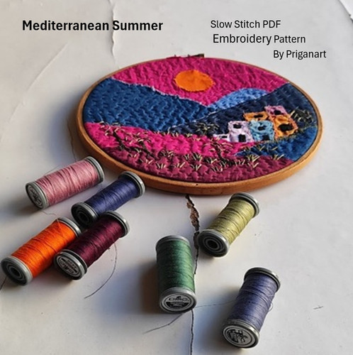 Mediterranean Summer, Slow Stitch Embroidery PDF Pattern and Tutorial ...