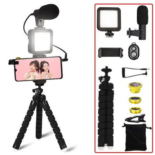 Professional tripod+ led fill light+ Shotgun microphone+ Accessories+ ...