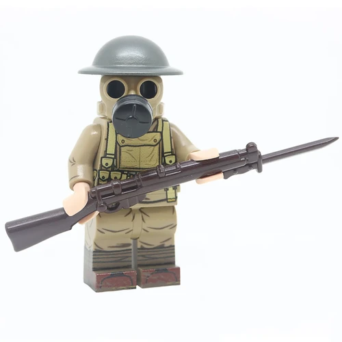 WW1 British Soldier with Gas Mask | United Bricks | LEGO Minifigure