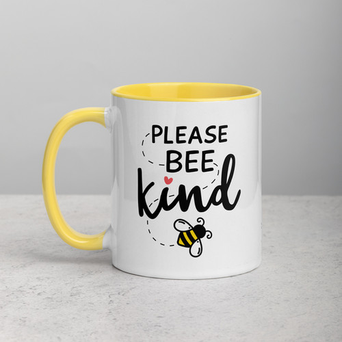 Please Bee Kind Mug with Color Inside | Running With Foxes